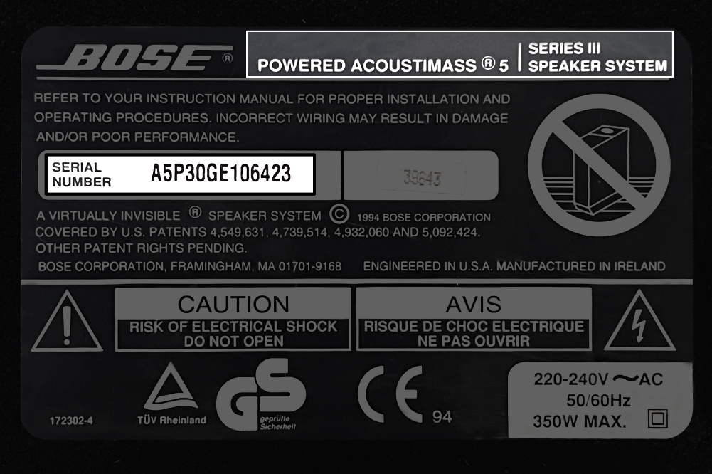 Bass module recall | Safety information | Bose